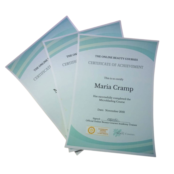 Hard Copy Certificate - The Online Beauty Courses US