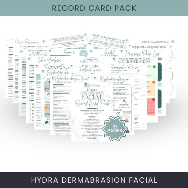 Hydra Dermabrasion Facial Record Card Pack - The Online Beauty Courses US